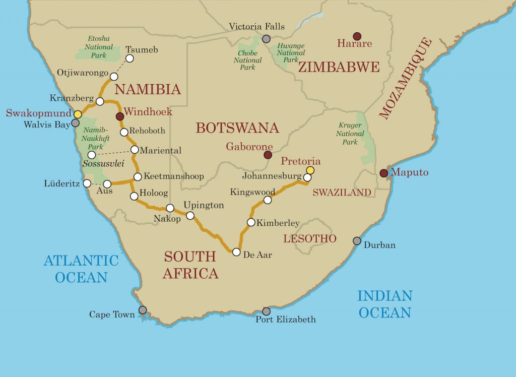 Shongololo Map-GH-f - Trains & Safaris